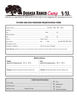 Fillable Online FATHER AND SON WEEKEND REGISTRATION FORM Fax Email ...