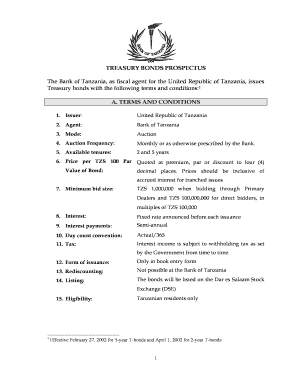 Fillable Online TREASURY BONDS PROSPECTUS Fax Email Print - pdfFiller