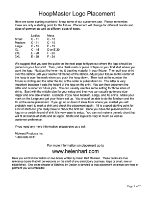 Fillable Online HoopMaster Logo Placement Fax Email Print - pdfFiller