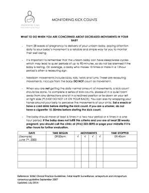 Fillable Online MONITORING KICK COUNTS Fax Email Print - pdfFiller