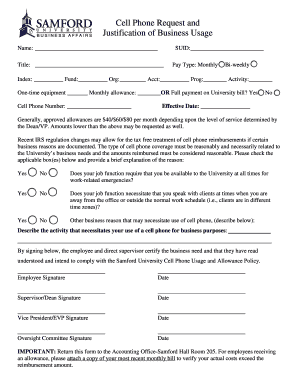 Fillable Online samford Cell Phone Request Form - Samford University ...