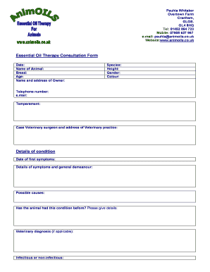 Essential Oil Therapy Consultation Form - BPauhlab Whitaker - Fill and ...