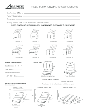 Fillable Online ROLL FORM UNWIND SPECIFICATIONS - bdatatelcorpbbcomb ...