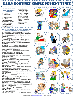 Fillable Online DAILY ROUTINES-SIMPLE PRESENT TENSE Fax Email Print ...