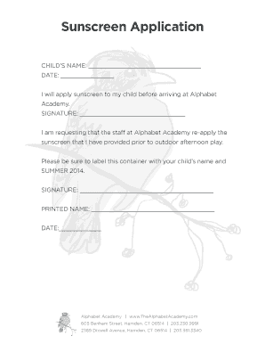 Fillable Online Sunscreen Application Fax Email Print - pdfFiller