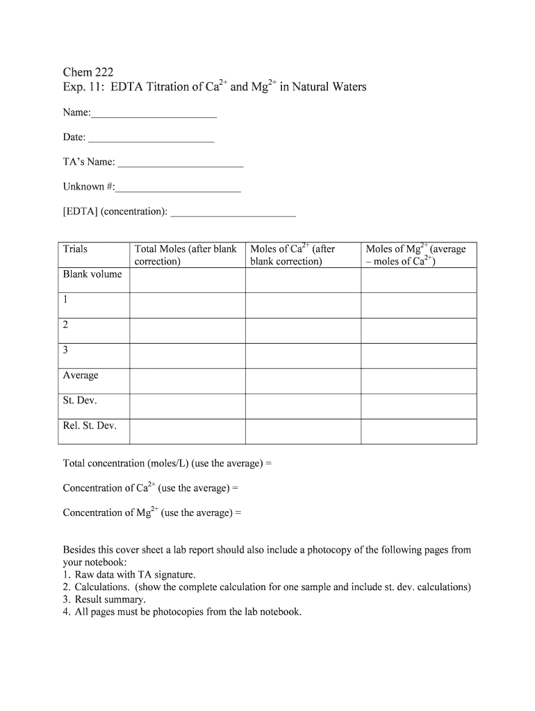 Edta Titration Of Ca2 And Mg2 In Natural Waters - Fill Online ...