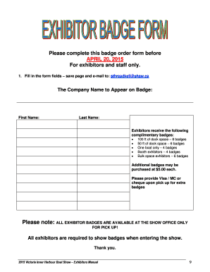 Fillable Online Please complete this badge order form before APRIL 20 ...