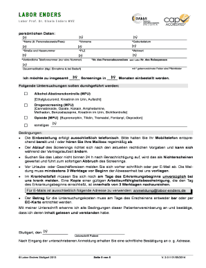 Fillable Online labor-enders Anmeldeformular - Labor Enders Fax Email ...