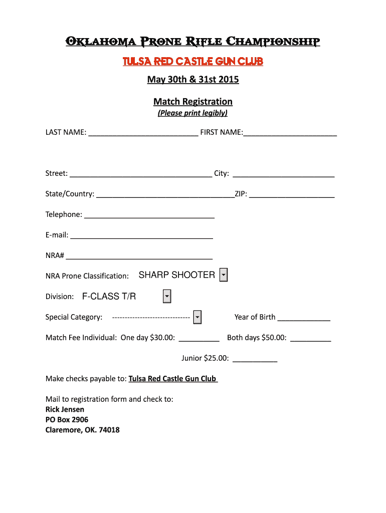 Fillable Online Oklahoma Prone Rifle Championship Fax Email Print ...