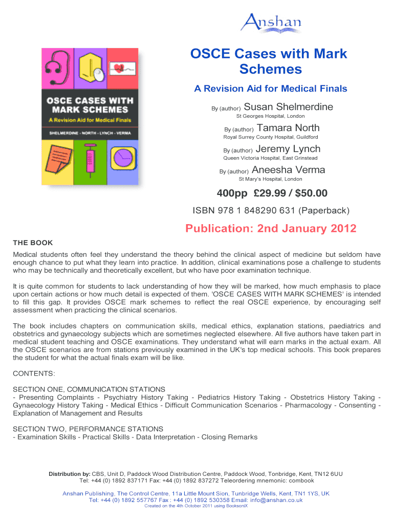 Osce Cases With Mark Schemes - Fill Online, Printable, Fillable, Blank ...