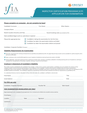 Fillable Online ifia-federation INSPECTOR CERTIFICATION PROGRAM ICP ...