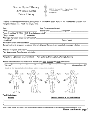 Fillable Online Staszak Physical Therapy amp Wellness Center Patient History Fax Email Print ...