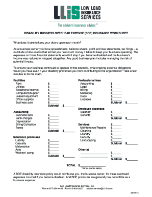 Fillable Online Disability BOE Insurance Worksheetdoc Fax Email Print ...