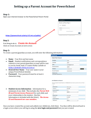 Fillable Online Setting up a Parent Account for PowerSchool Fax Email Print - pdfFiller