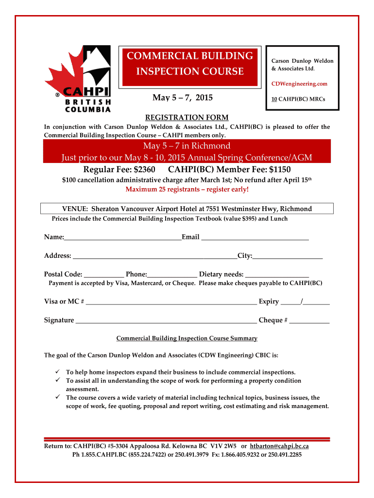 Fillable Online cahpi bc REGISTRATION FORM - bcahpibbbcbbcab Fax Email ...