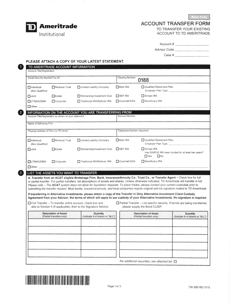 Fillable Online ACCOUNT TO TD AMERITRADE Fax Email Print - pdfFiller