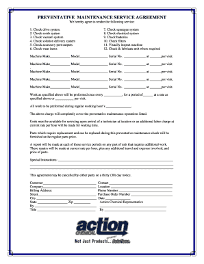 Fillable Online PREVENTATIVE MAINTENANCE SERVICE AGREEMENTdoc Fax Email ...