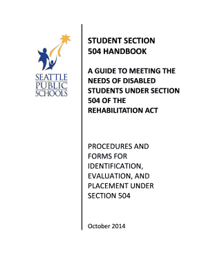Fillable Online seattleschools STUDENT SECTION 504 HANDBOOK - Seattle ...