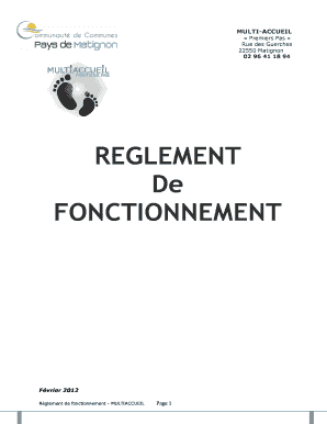 Remplissable En Ligne ccpaysdematignon Le r glement de fonctionnement du multi-accueil et la ...