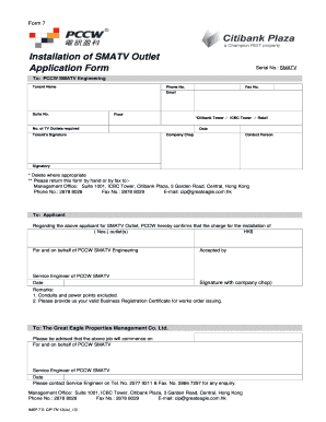 Fillable Online Installation of SMATV Outlet Application Form - Citibank Plaza Fax Email Print ...