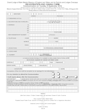 Fillable Online westlancsmark co Grand Lodge of Mark Master Masons of ...