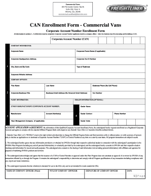 Fillable Online CAN Enrollment Form - Commercial Vans Fax Email Print ...