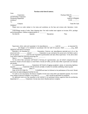 Fillable Online Purchase order form of contract Fax Email Print - pdfFiller
