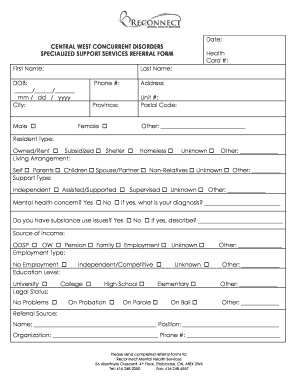 Fillable Online reconnect on RECONNECT TO WORK REFERRAL FORM ...