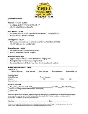 Fillable Online Sponsorship Levels Platinum Sponsor $5,000 2 Judging ...