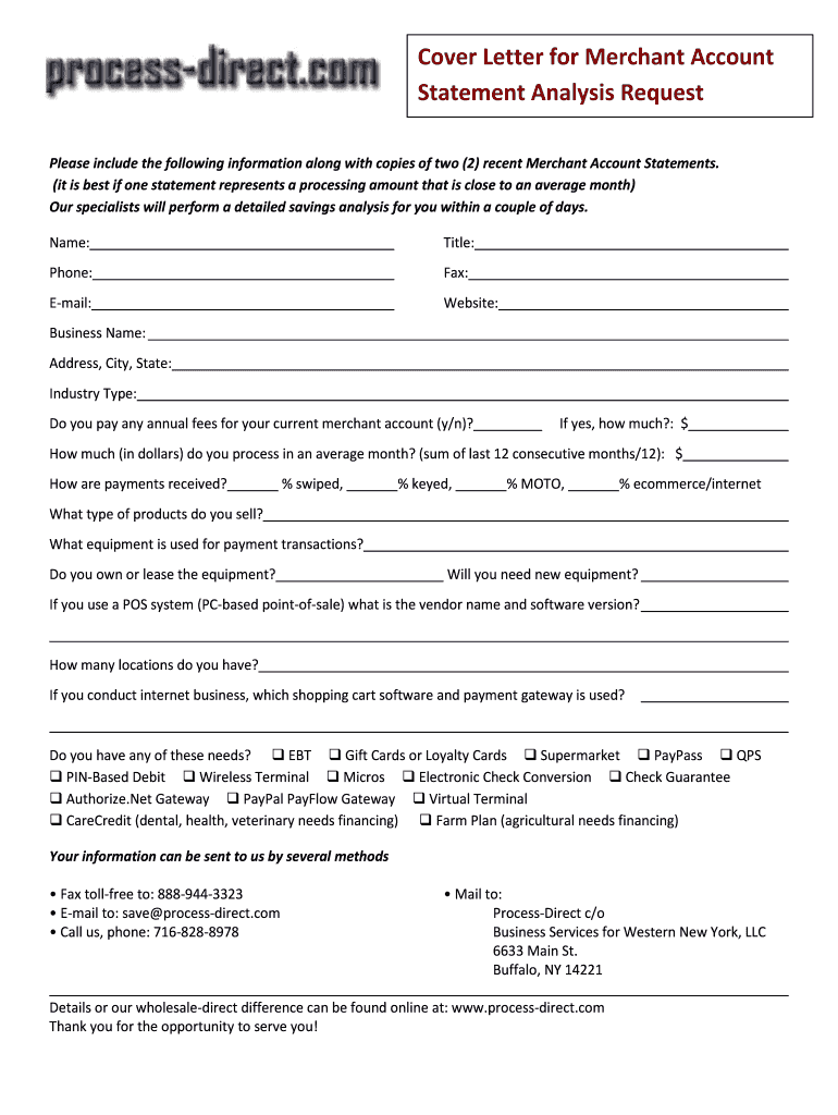 Fillable Online Savings analysis request form. - Process-Direct Fax ...