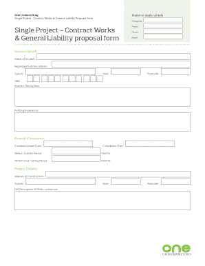 Fillable Online Single Project Proposal Form - One Underwriting Fax ...