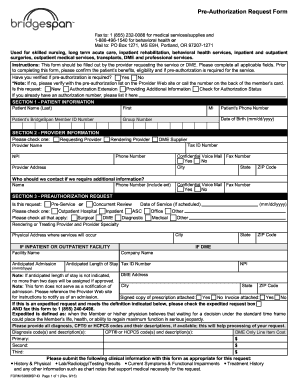 Fillable Online Pre-Authorization Request Form ...