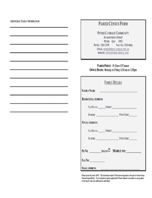 Fillable Online Parish census bformb - Petrie Catholic Community Fax ...