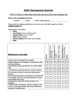 Fillable Online queensu Retrospective bChecklistb FillablePrintable PDF ...
