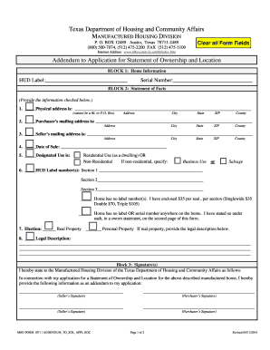 Fillable Online tdhca state tx Addendum to Application for Statement of ...