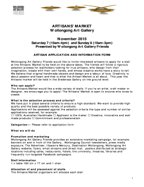 Fillable Online Artisan Application form and information Fax Email Print - pdfFiller