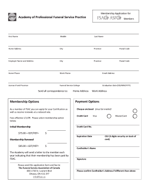 Fillable Online Membership Application for Academy of Professional ...