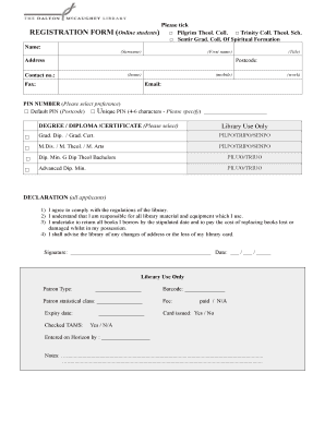 Fillable Online dml vic edu Please tick REGISTRATION FORM Online ...