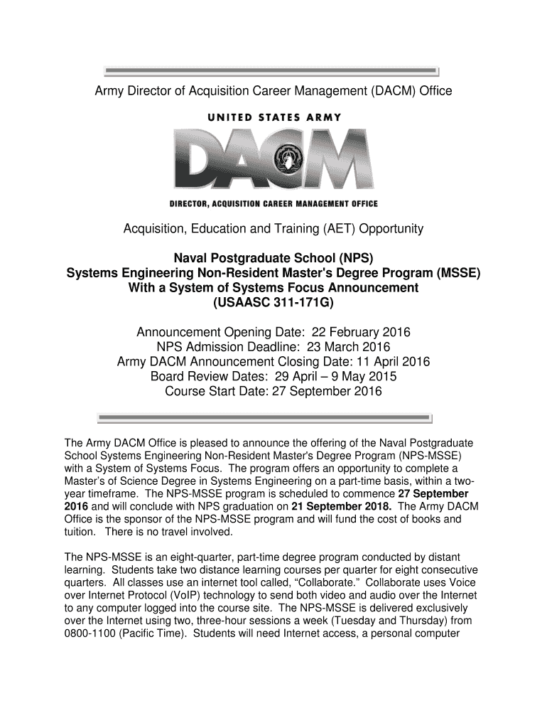 Fillable Online my nps Army Director of Acquisition Career Management ...