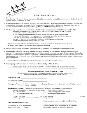 Fillable Online SEATING POLICY Fax Email Print - pdfFiller