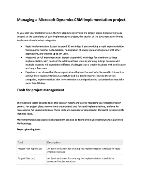Fillable Online Managing a Microsoft Dynamics CRM implementation ...