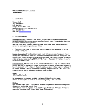 Fillable Online Wilsonart Chalk Board Laminate Fax Email Print - pdfFiller