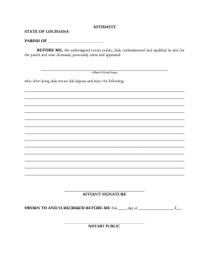 Fillable Online AFFIDAVIT STATE OF LOUISIANA PARISH OF BEFORE ME, the ...