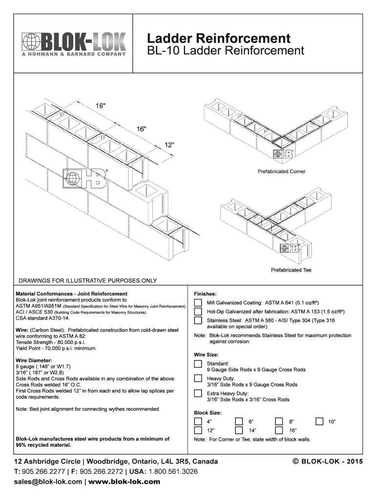 Fillable Online BL-10 Ladder Reinforcement Submittal Form - Blok-Lok ...
