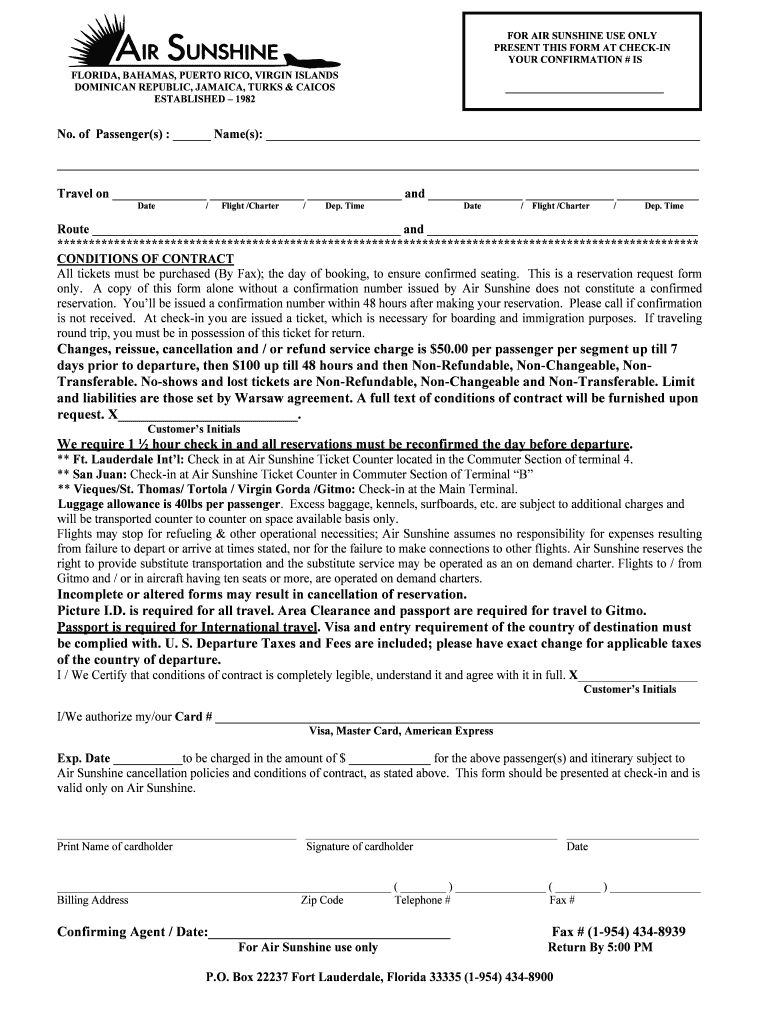 Fillable Online Res-Req-Form-SRQ - Air Sunshine Fax Email Print - pdfFiller