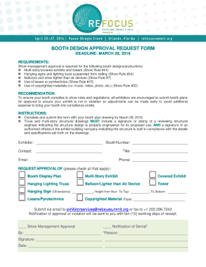 Fillable Online refocussummit BOOTH DESIGN bAPPROVAL REQUEST FORMb ...