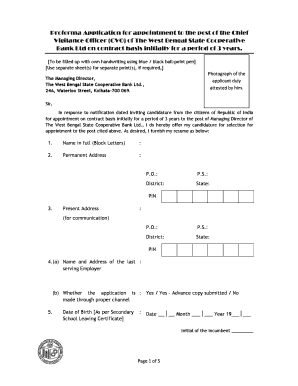 Fillable Online Proforma Application CVO - West Bengal State Coop Bank ...