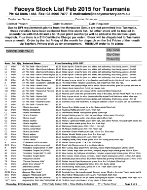 Fillable Online Monthly Stock List Fax Email Print - pdfFiller