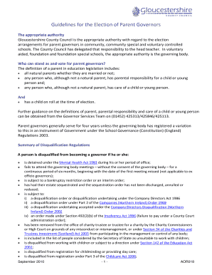 Fillable Online wardenhill gloucs sch Parent Governor Guidelines ...
