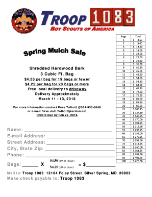 Fillable Online troop1083 Mulch 2016 order form Fax Email Print - pdfFiller
